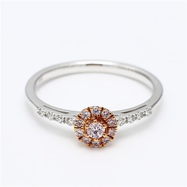 Natural Pink Rounds and White Diamond .21 Carats TW Gold Cluster Ring ...