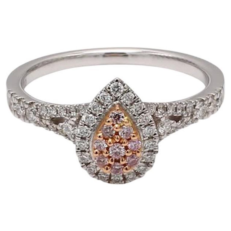 Natural Pink Rounds and White Diamond .35 Carats TW Gold Cluster Ring ...