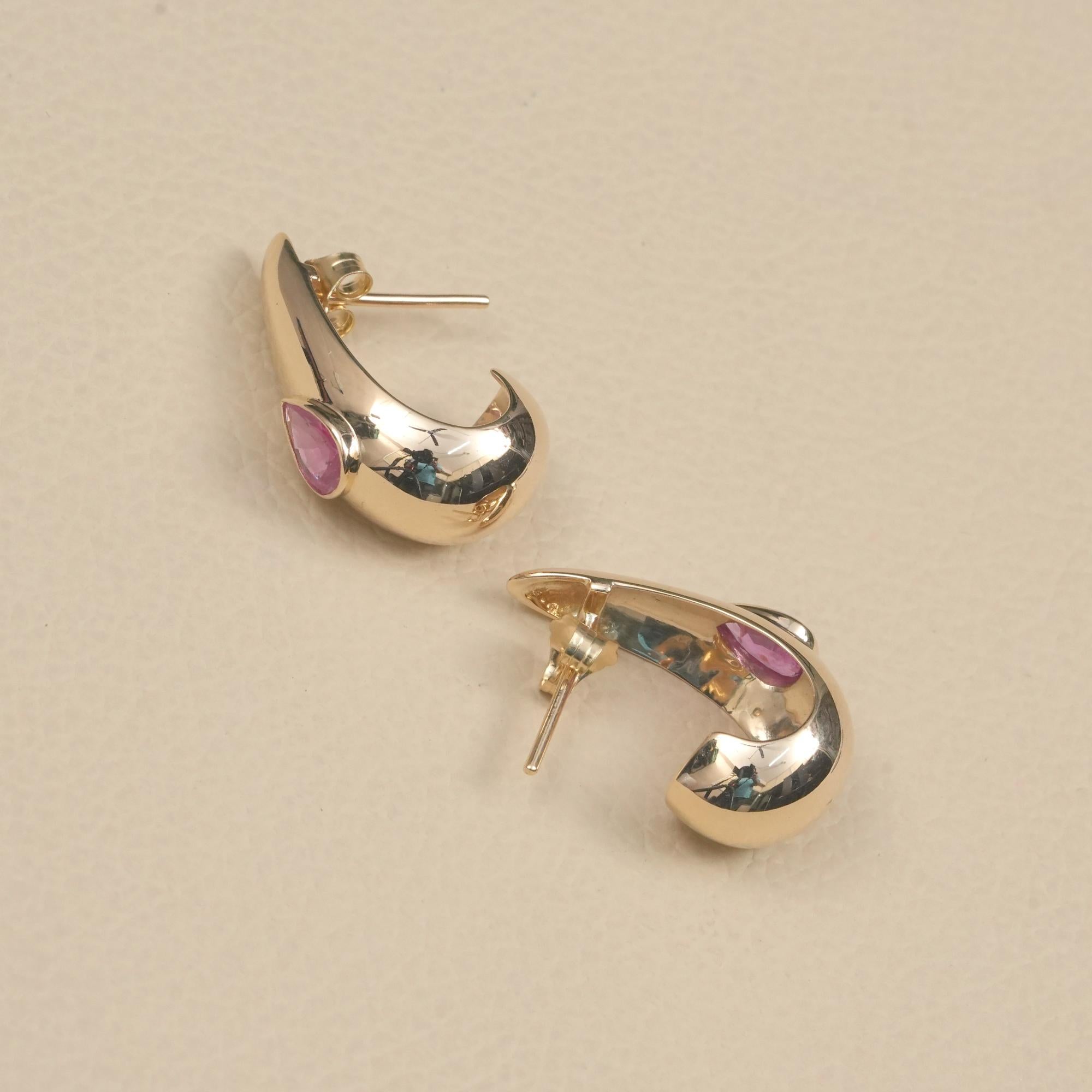 Natural Pink Sapphire 14kt Yellow Gold Push Back Earrings Fine Jewelry ...