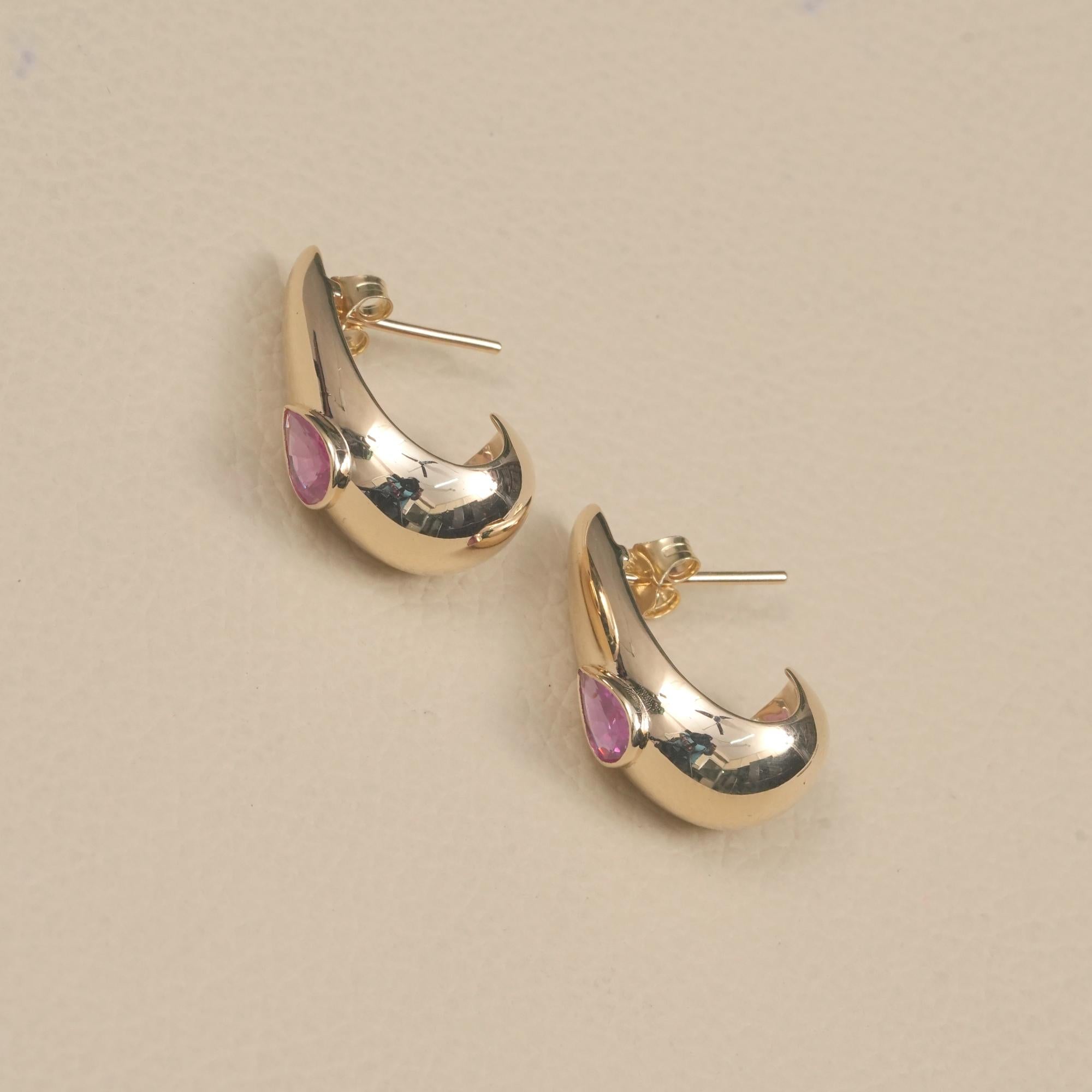 Natural Pink Sapphire 14kt Yellow Gold Push Back Earrings Fine Jewelry ...
