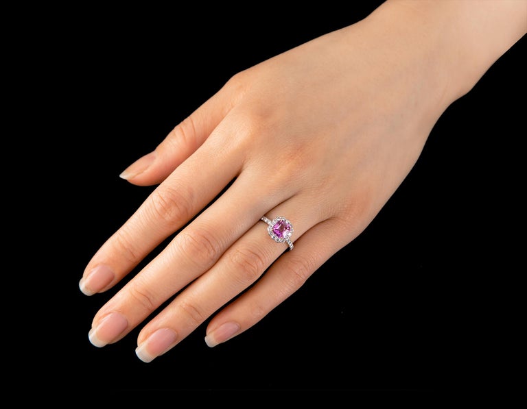 Natural Pink Sapphire in a Bespoke "Lotus" Diamond Platinum Engagement ...