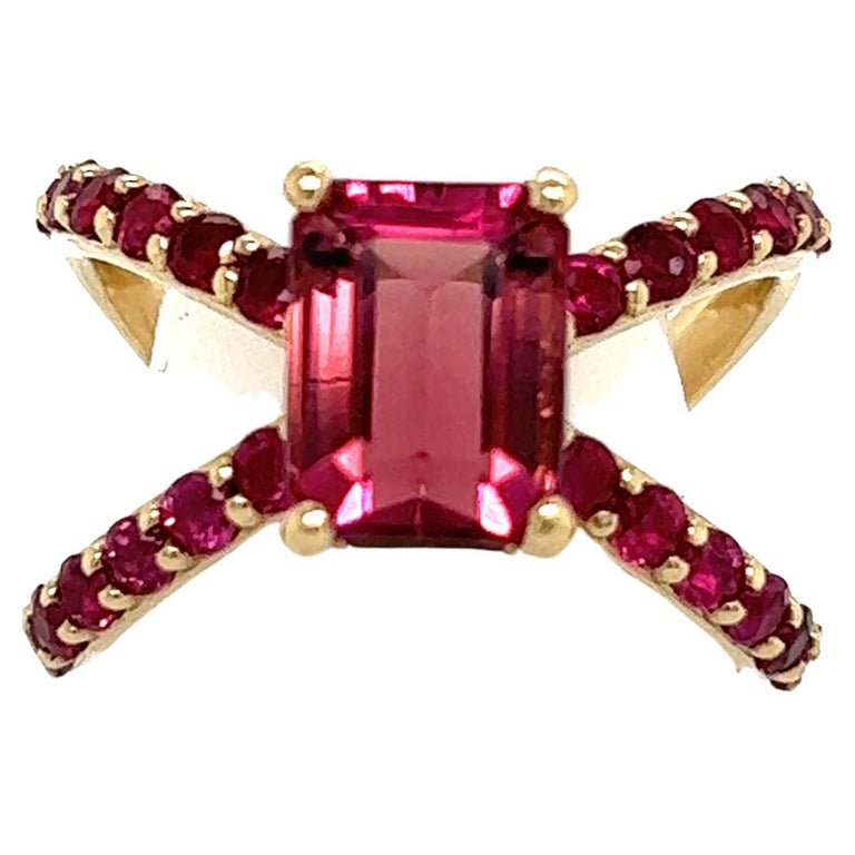 Natural Pink Tourmaline Ruby Ring 14k Y Gold 3.33 TCW Certified For ...