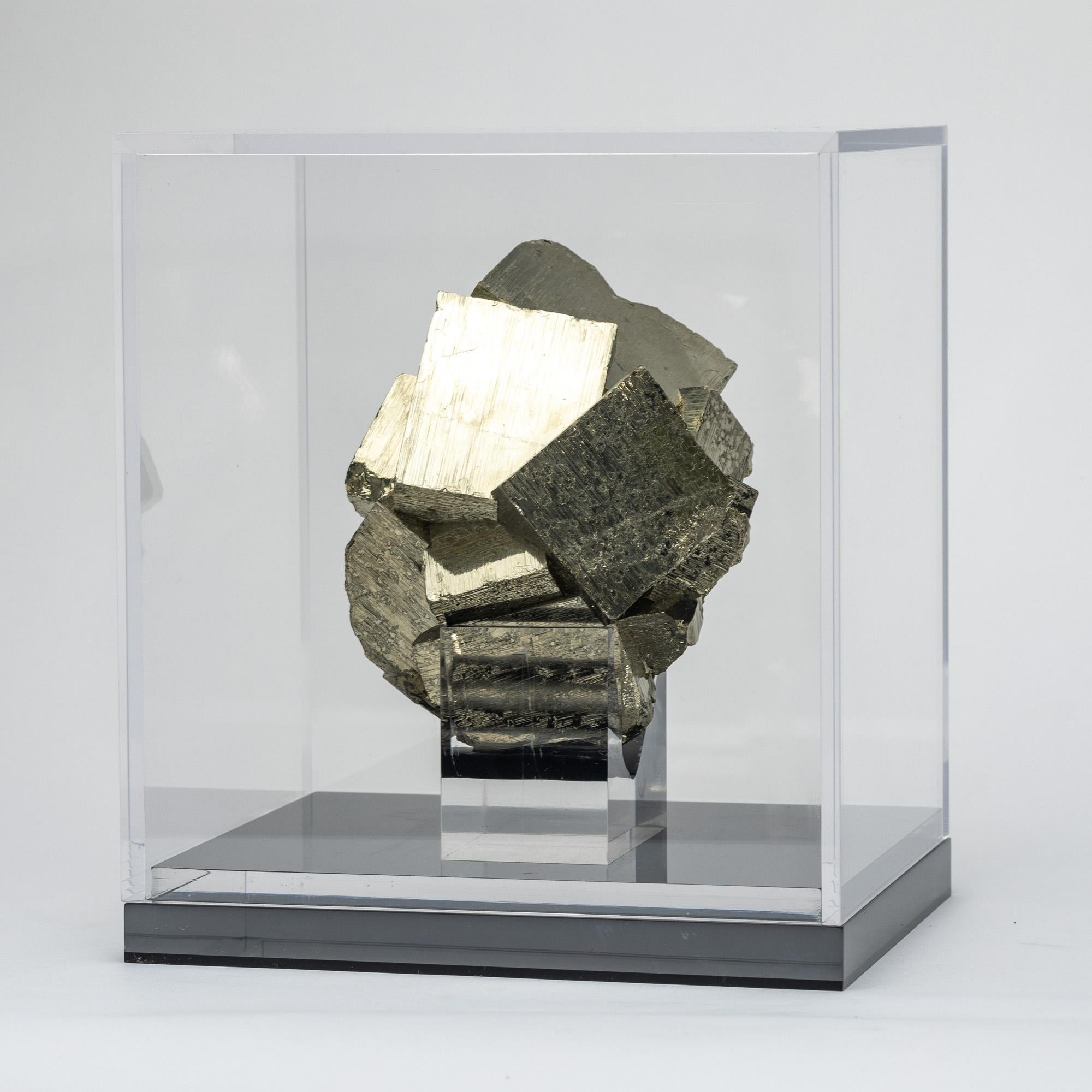 Natural Pyrite mounted on custom acrylic base For Sale at 1stDibs