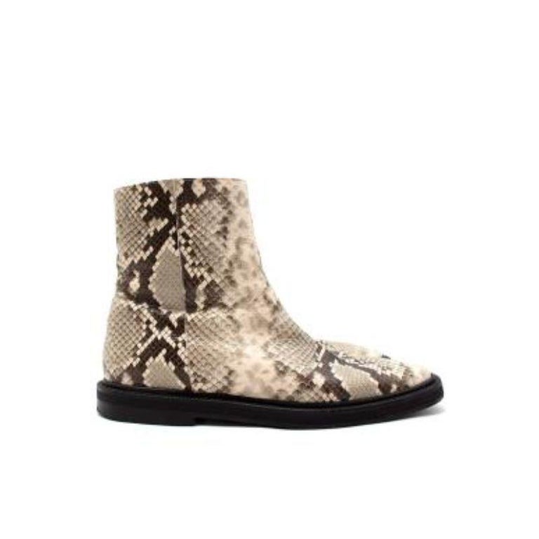 Natural python embossed flatform boots For Sale at 1stDibs