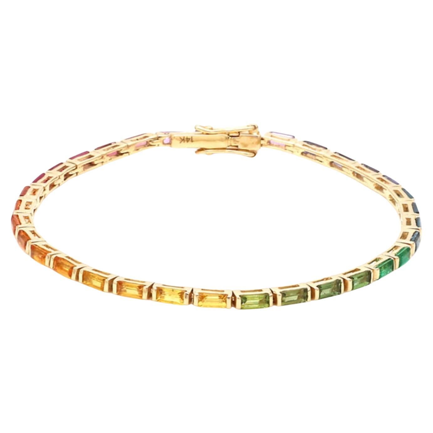 Prism Links 14K (or 18k upon request) Gold Multi Gemstone Chain ...