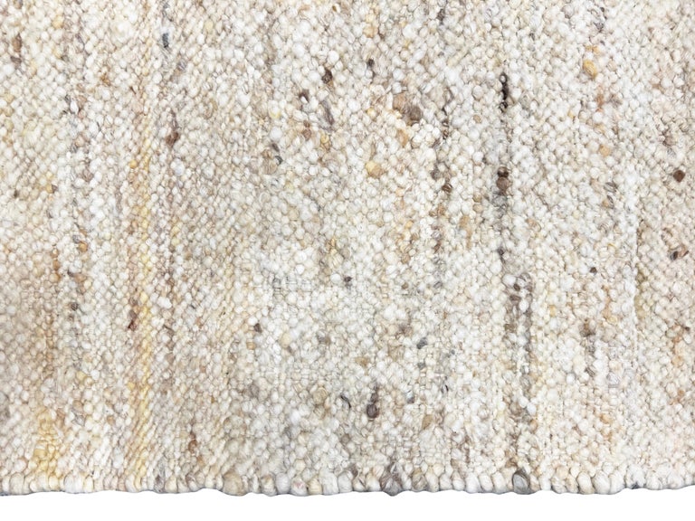 Natural Raw Wool Flatweave Hand Knotted Rug For Sale at 1stDibs