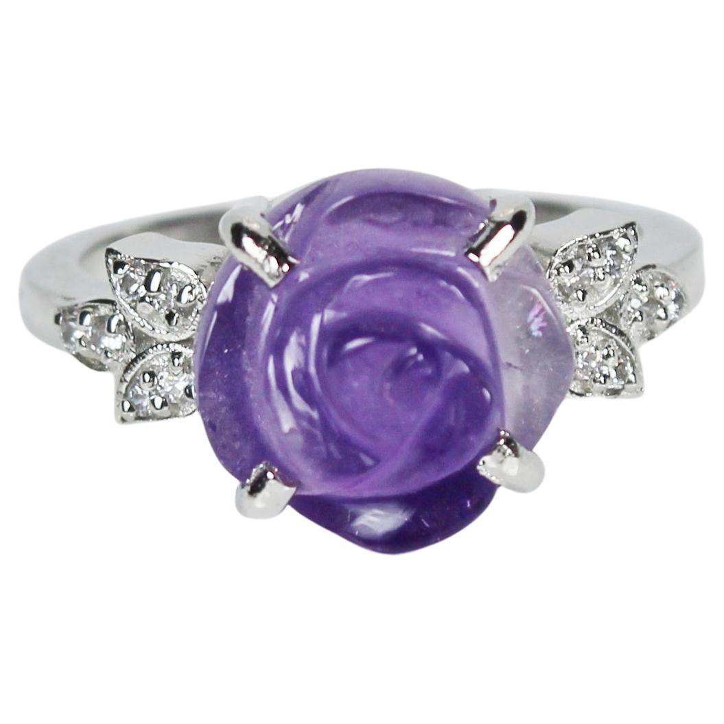 Natural Rose Cut Amethyst Gemstone Ring For Sale at 1stDibs