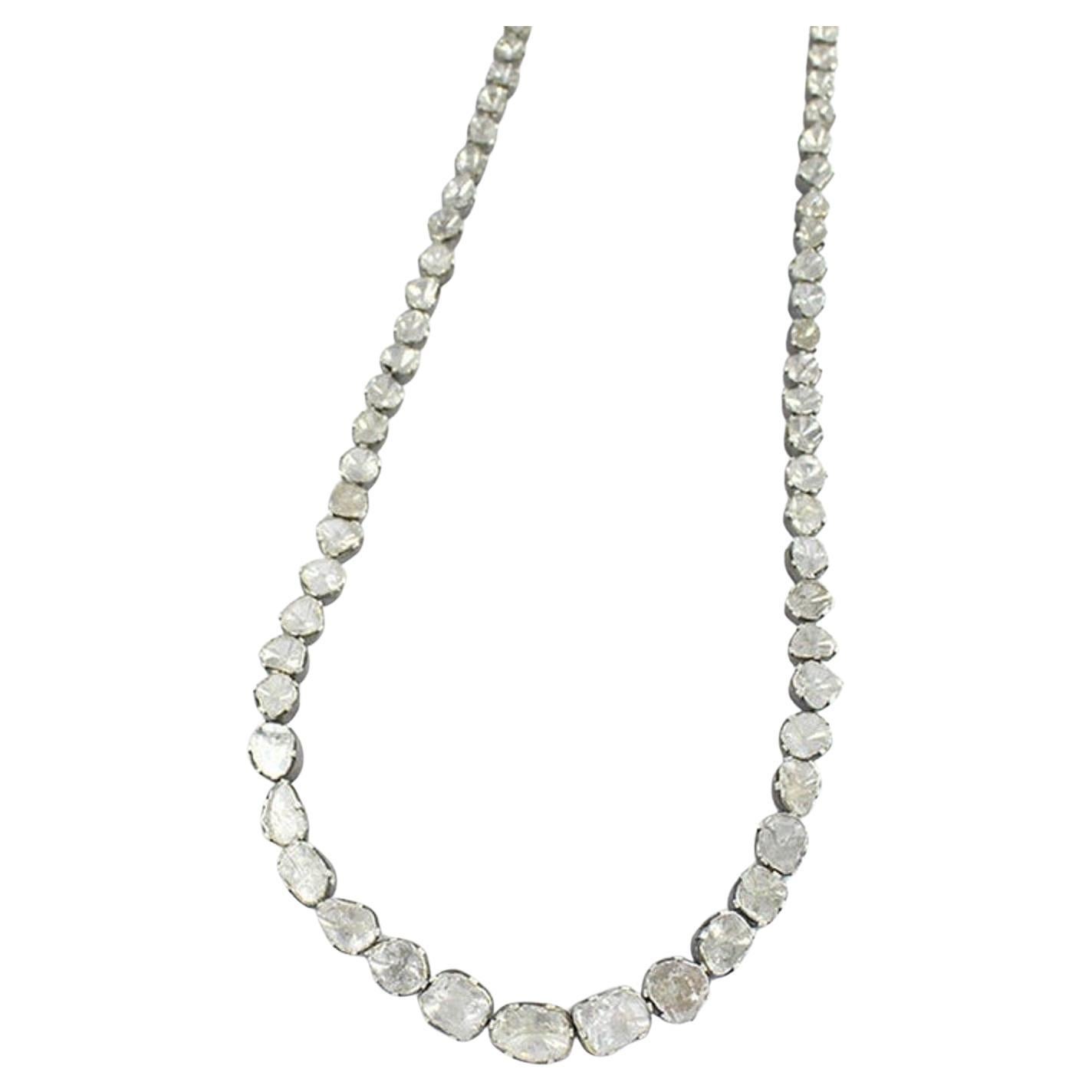 Natural Rose Cut Polki Diamond Handmade Vintage Necklace 925 Sterling ...
