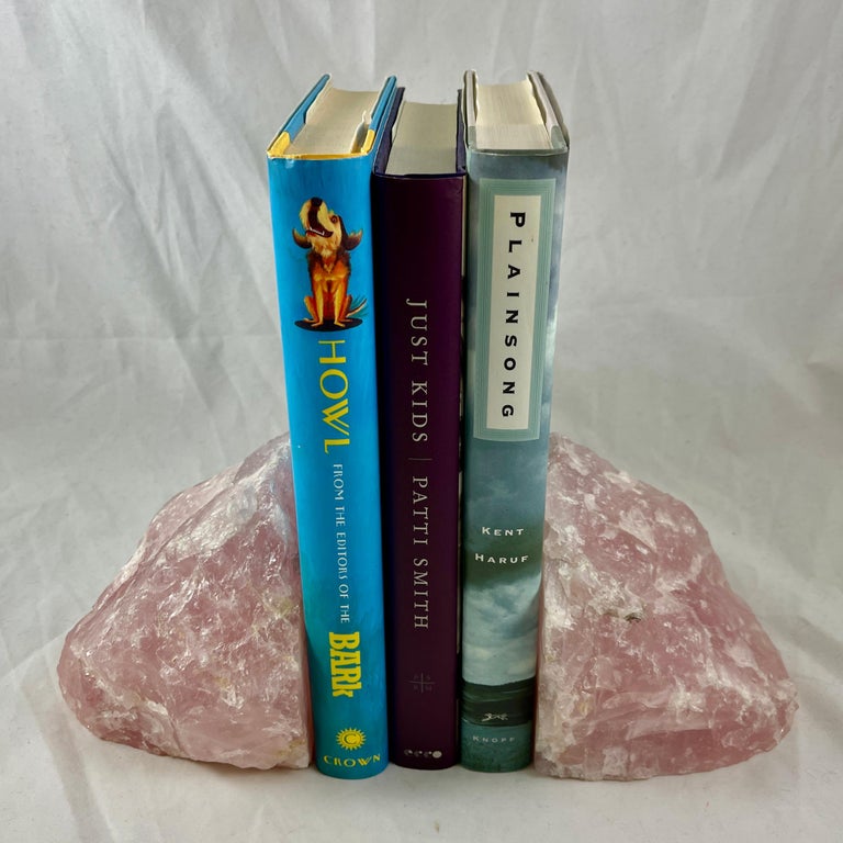 Natural Rose Quartz Bookends, a Pair For Sale at 1stDibs