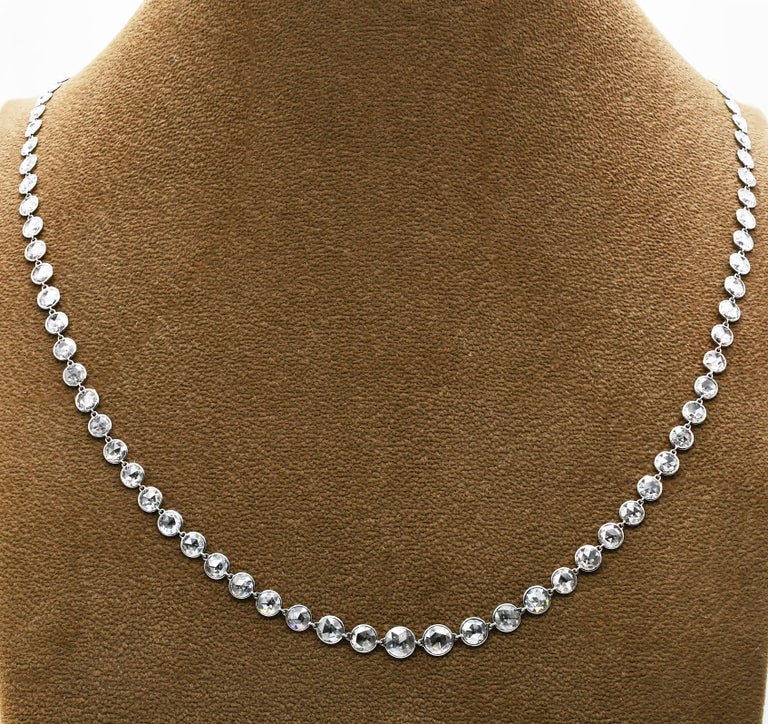 Natural Rosecut Round Diamond Chain Necklace Crafted in Platinum For ...