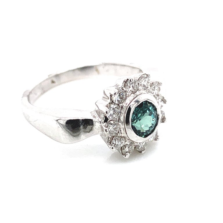 Natural Round 1.01CT Alexandrite and Diamond Platinum Ring For Sale at ...