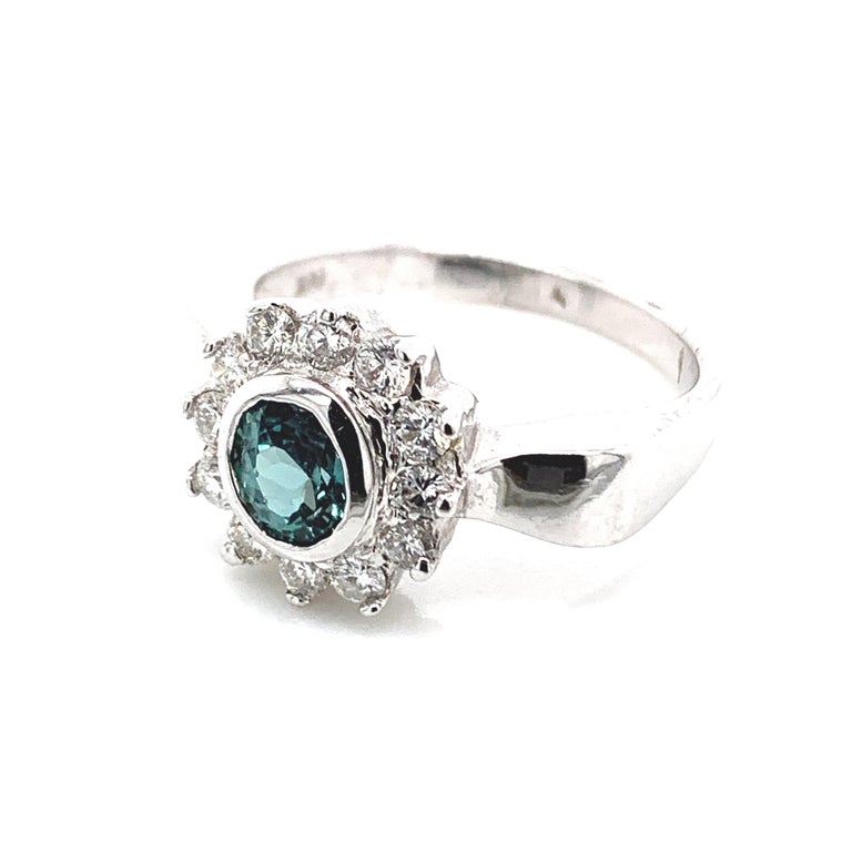 Natural Round 1.01CT Alexandrite and Diamond Platinum Ring For Sale at ...