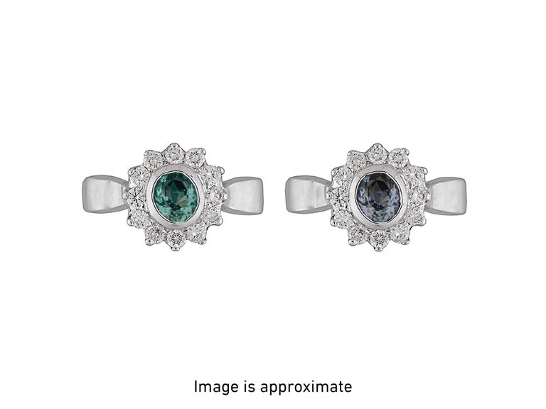 Natural Round 1.01CT Alexandrite and Diamond Platinum Ring For Sale at ...