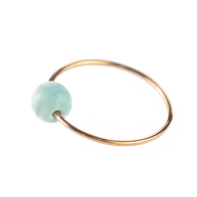 Natural Round Hemimorphite 18 Karat Pink Rose Gold Planet Water Boho ...