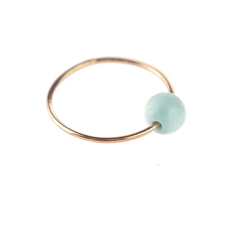 Natural Round Hemimorphite 18 Karat Pink Rose Gold Planet Water Boho ...