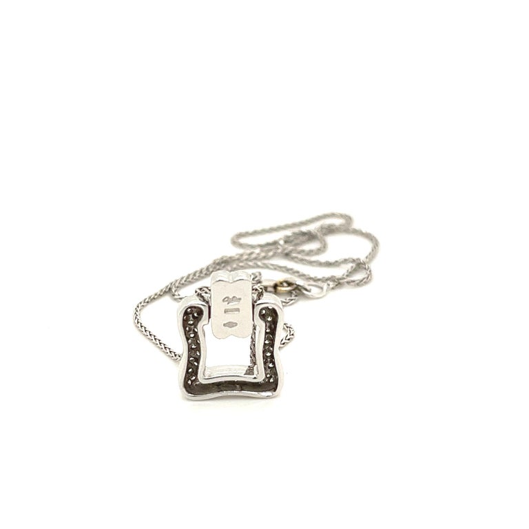 Natural Round Diamond Pave Square Shape Pendant in 18k White Gold For ...
