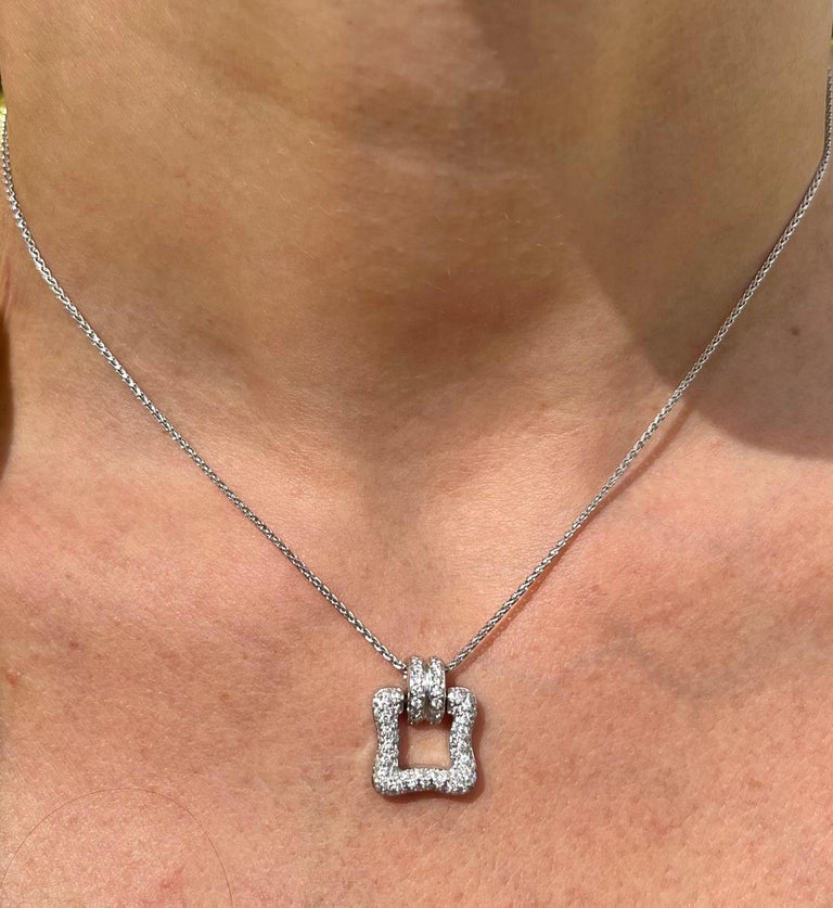 Natural Round Diamond Pave Square Shape Pendant in 18k White Gold For ...