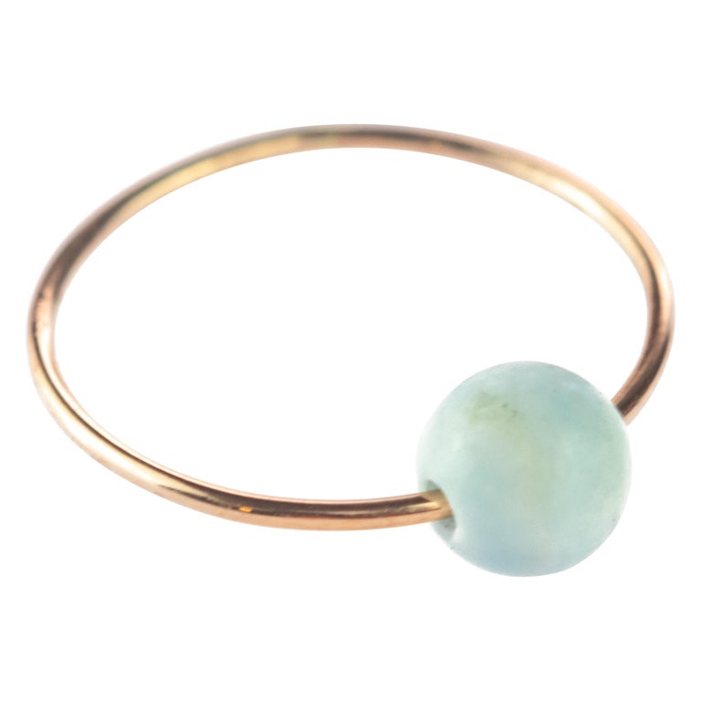 Natural Round Hemimorphite 18 Karat Pink Rose Gold Planet Water Boho ...