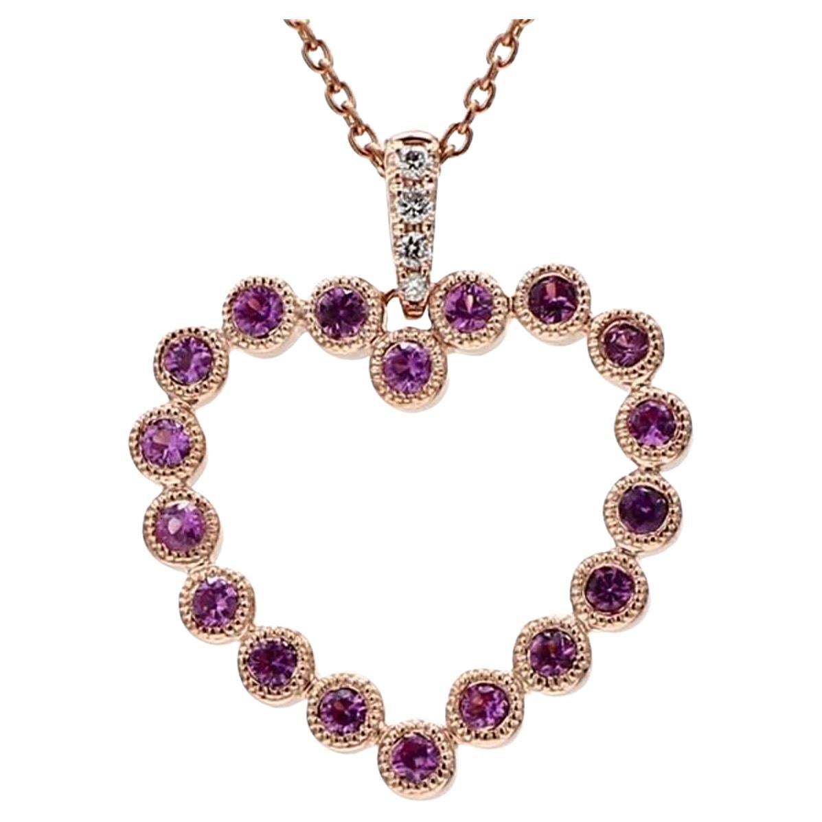 Natural Round Red Ruby and White Diamond .78 Carat TW Rose Gold Drop ...