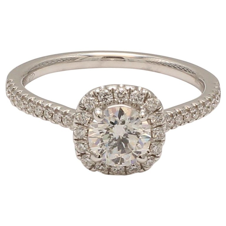 Natural White Round Diamond 1.00 Carat TW White Gold Cocktail Ring For ...