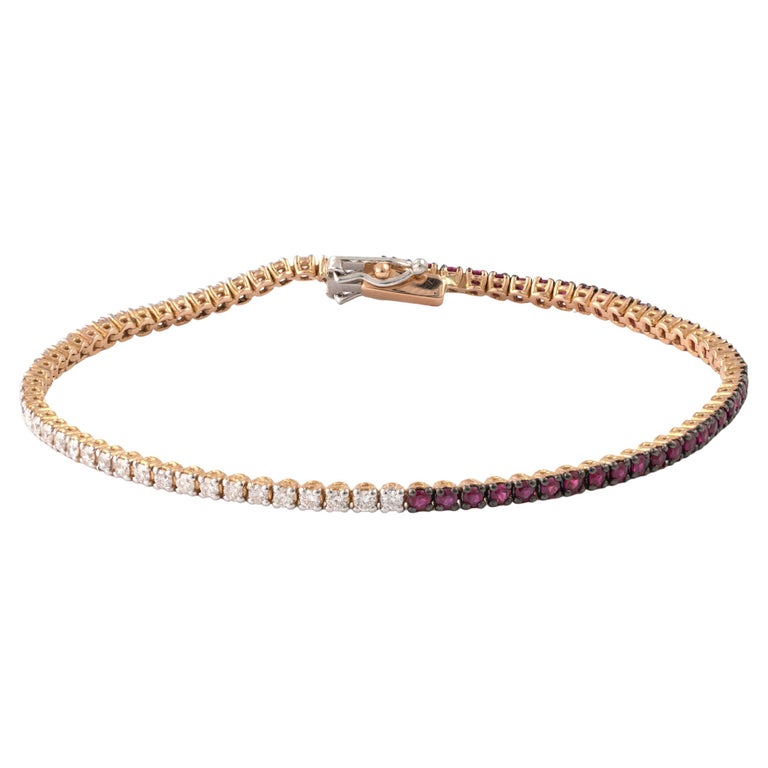 Natural Ruby 1.14 Carats and 0.89 Cents Tennis Bracelet 18k Gold For ...
