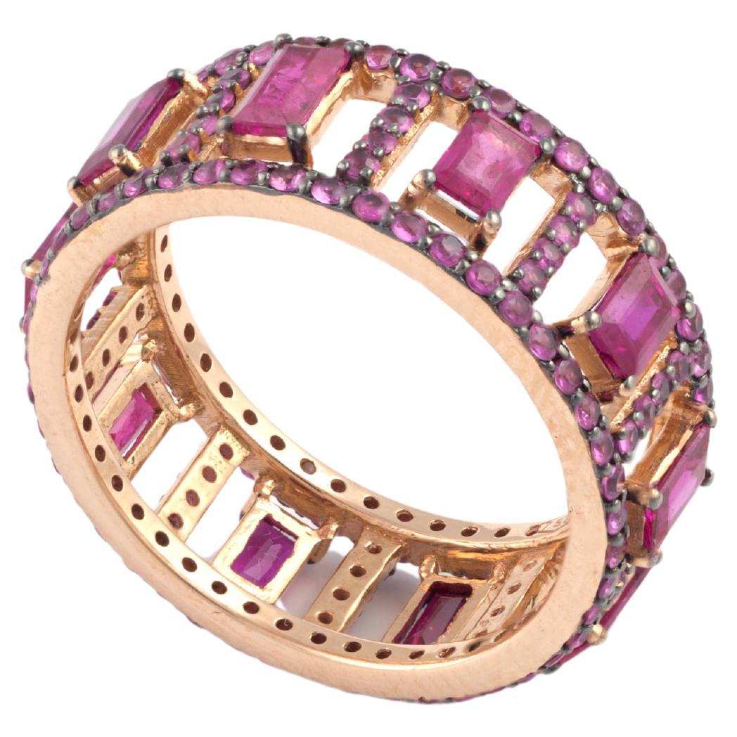 Customizable 18k Gold Checker Ring w/ 3.34 Cts. Burmese Rubies For Sale ...