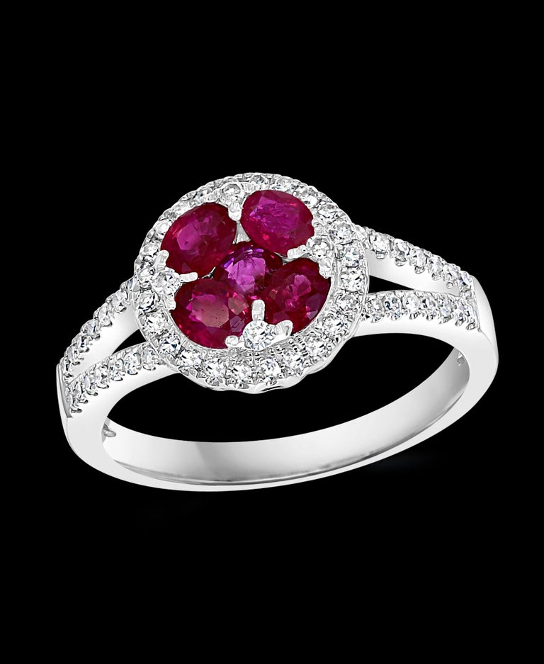 Natural Ruby and Diamond 14 Karat White Gold Ring Size 7 For Sale at ...