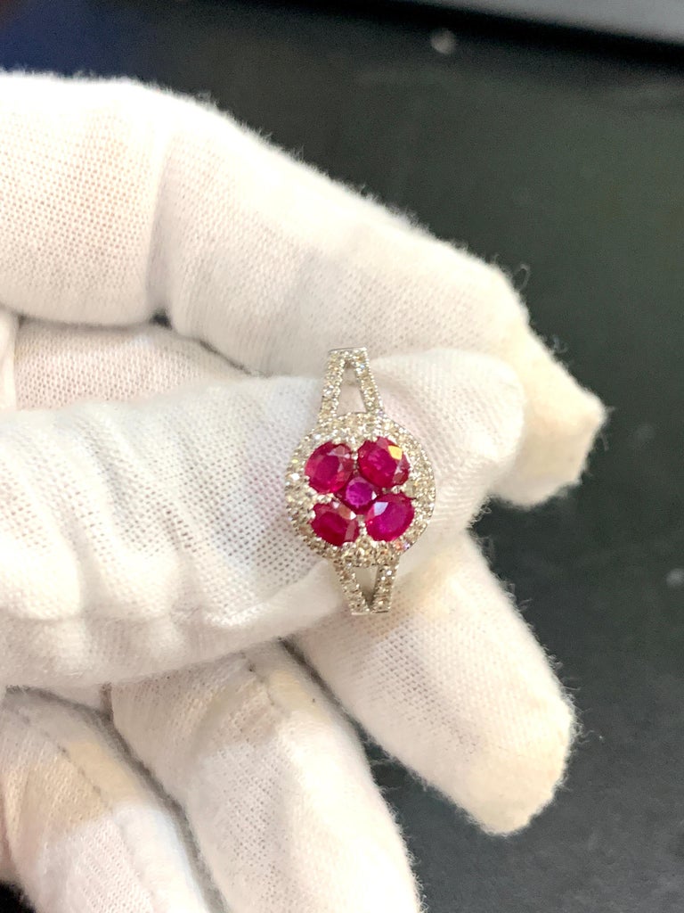 Natural Ruby and Diamond 14 Karat White Gold Ring Size 7 For Sale at ...