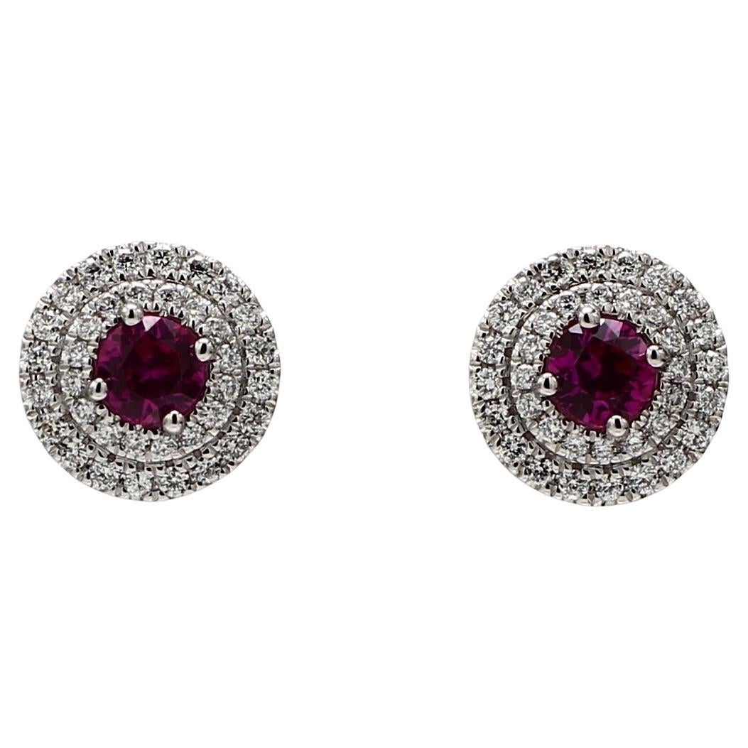 13.20 Carat Natural Red Ruby Diamond Cocktail Cluster Earrings Mod Deco ...