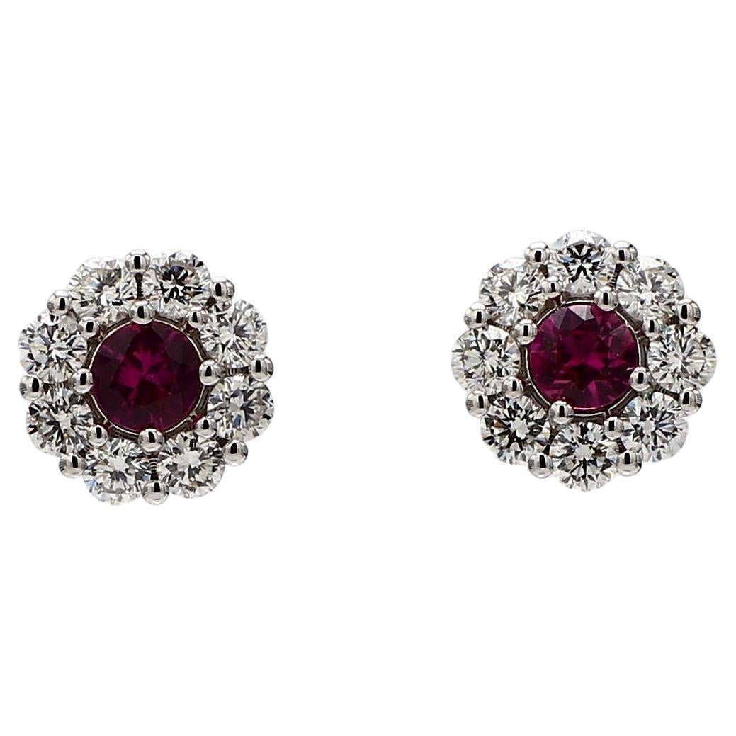 13.20 Carat Natural Red Ruby Diamond Cocktail Cluster Earrings Mod Deco ...