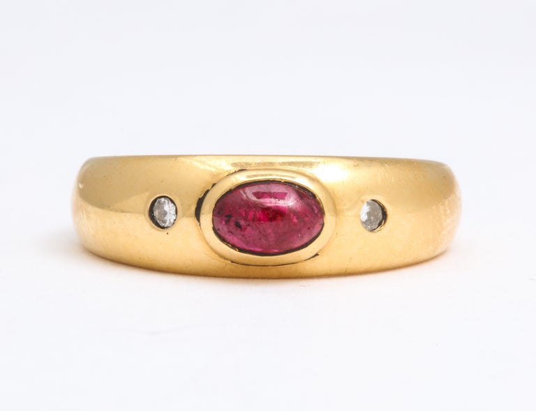 Natural Ruby and Diamond Gold Gypsy Ring For Sale at 1stDibs