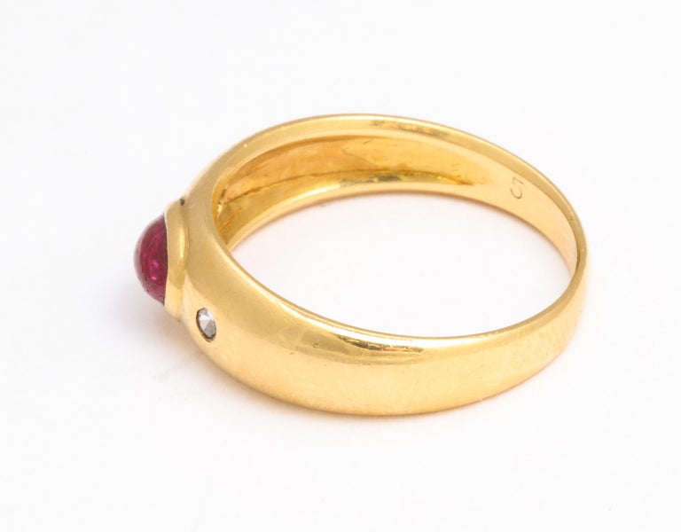 Natural Ruby and Diamond Gold Gypsy Ring For Sale at 1stDibs