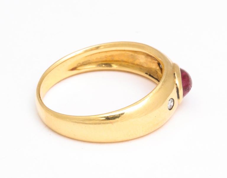Natural Ruby and Diamond Gold Gypsy Ring For Sale at 1stDibs