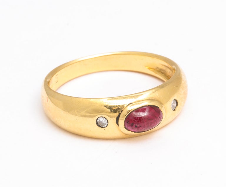 Natural Ruby and Diamond Gold Gypsy Ring For Sale at 1stDibs