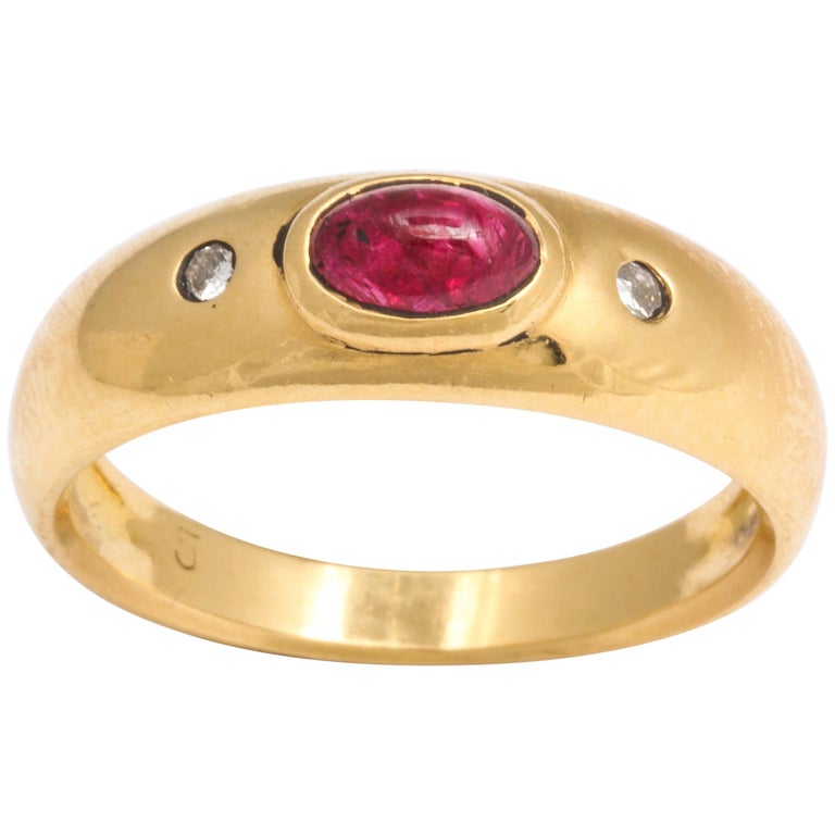 Natural Ruby and Diamond Gold Gypsy Ring For Sale at 1stDibs