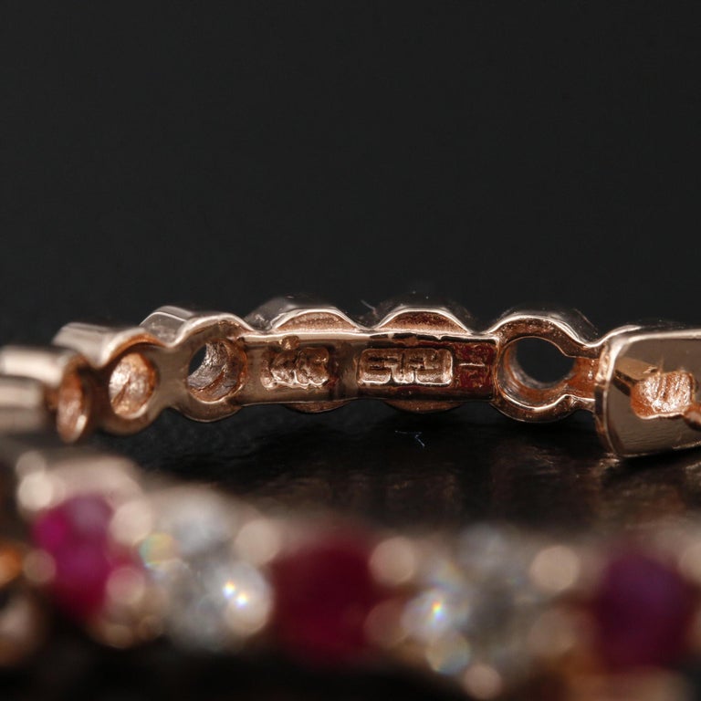 Natural Ruby and Diamond Hoop Earrings, Cute earrings for her For Sale ...