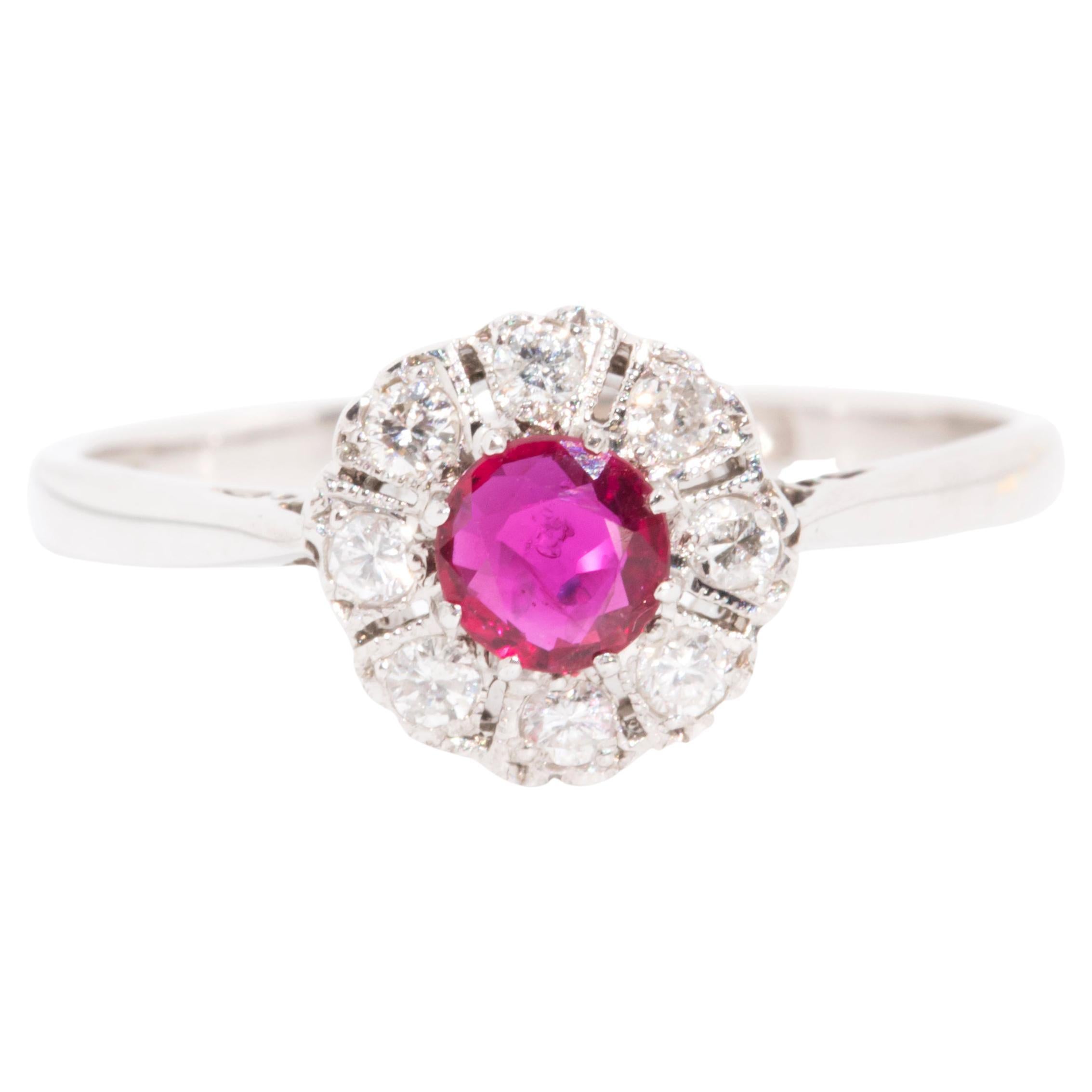 Vintage, 18 Carat White Gold, Ruby and Diamond Ring at 1stDibs | 18ct ...