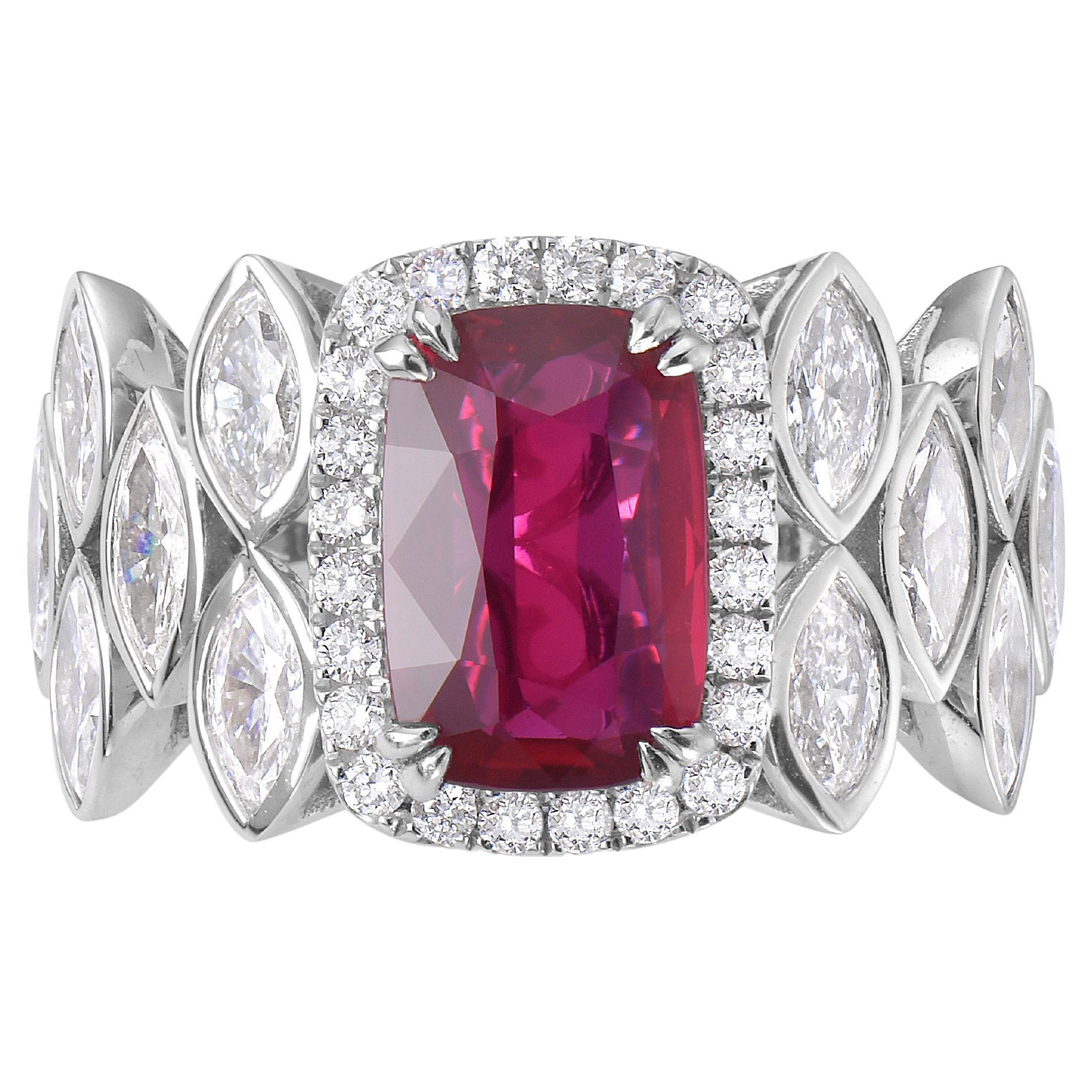 Ruby, diamonds, and white gold ring For Sale at 1stDibs