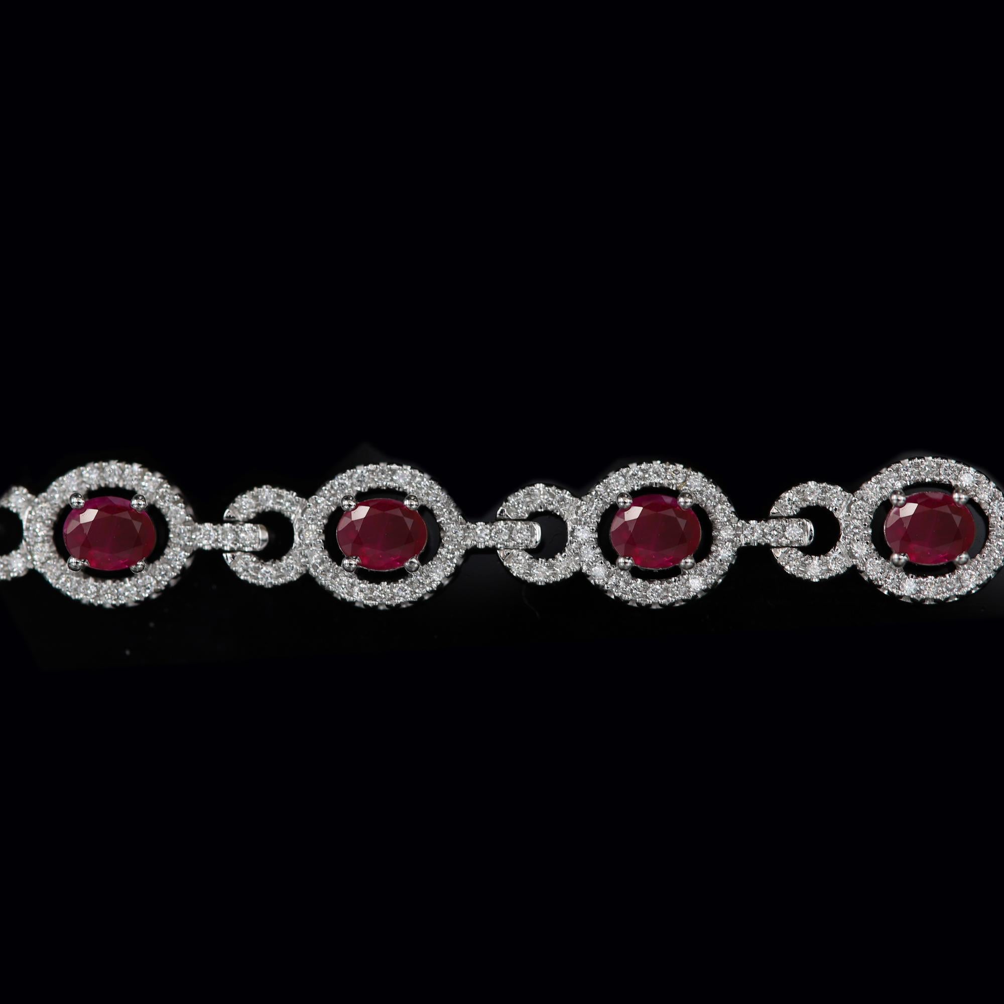 Natural Ruby Bracelet 18 Karat White Gold and Diamonds Oval Shape Ruby ...