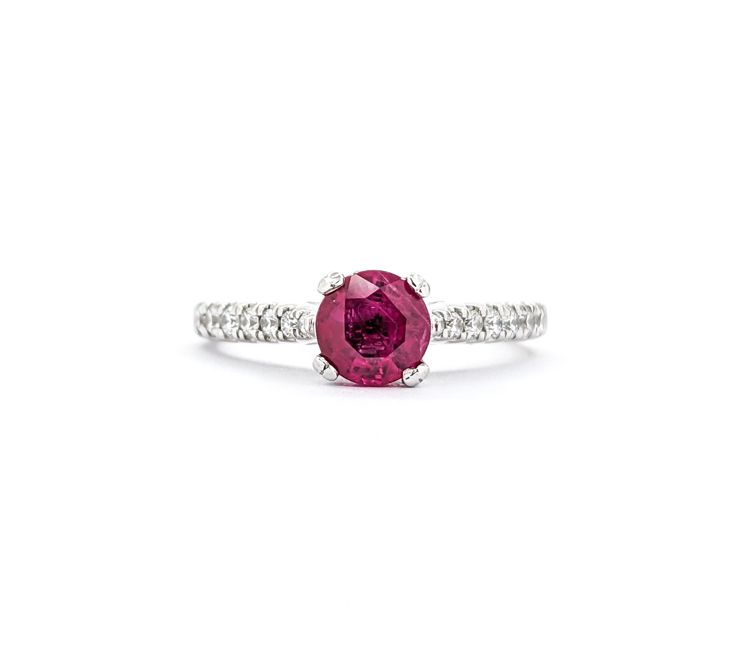 Natural Ruby and Diamond Ring in White Gold For Sale at 1stDibs