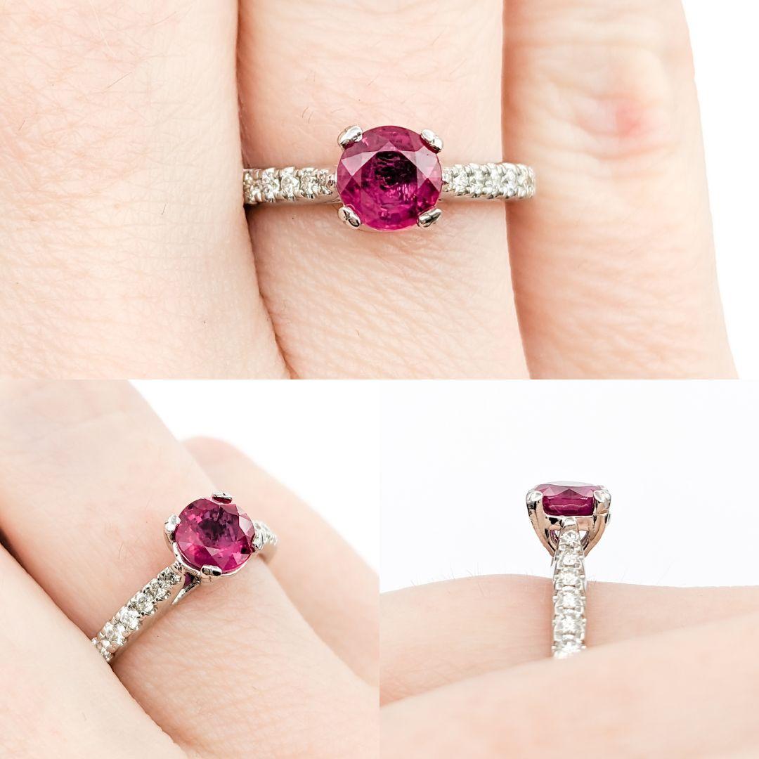 Natural Ruby and Diamond Ring in White Gold For Sale at 1stDibs
