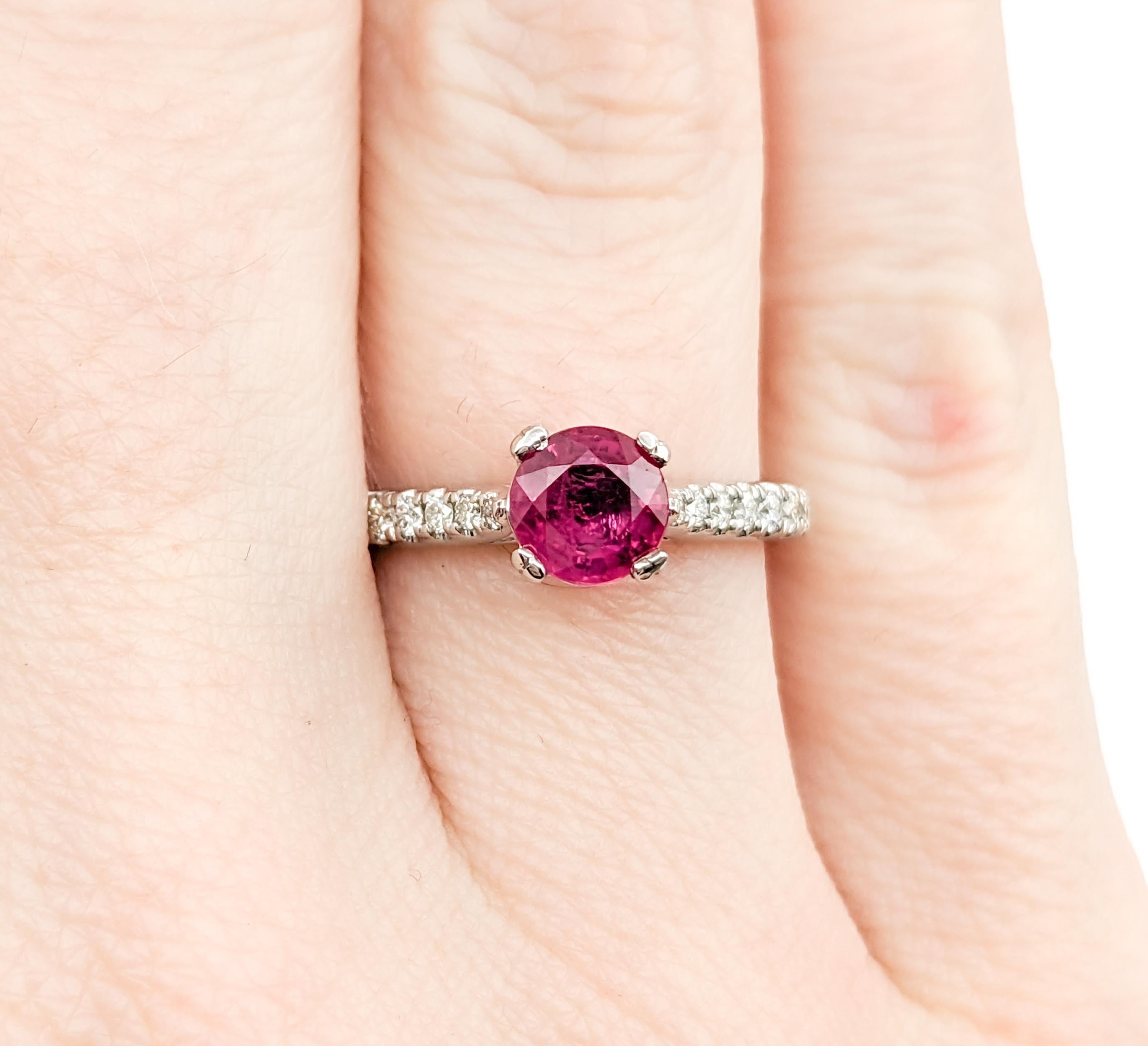 Natural Ruby and Diamond Ring in White Gold For Sale at 1stDibs