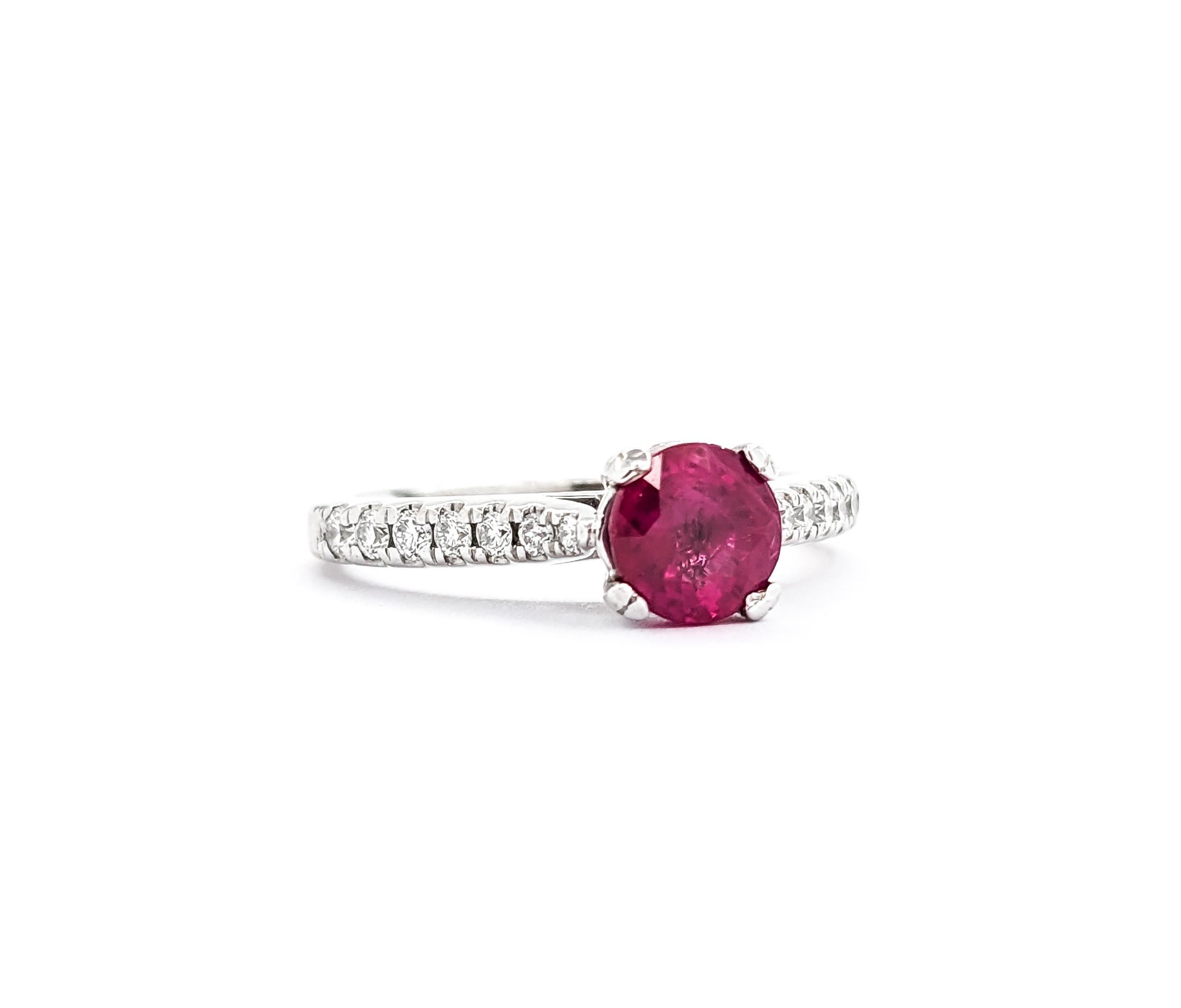 Natural Ruby and Diamond Ring in White Gold For Sale at 1stDibs