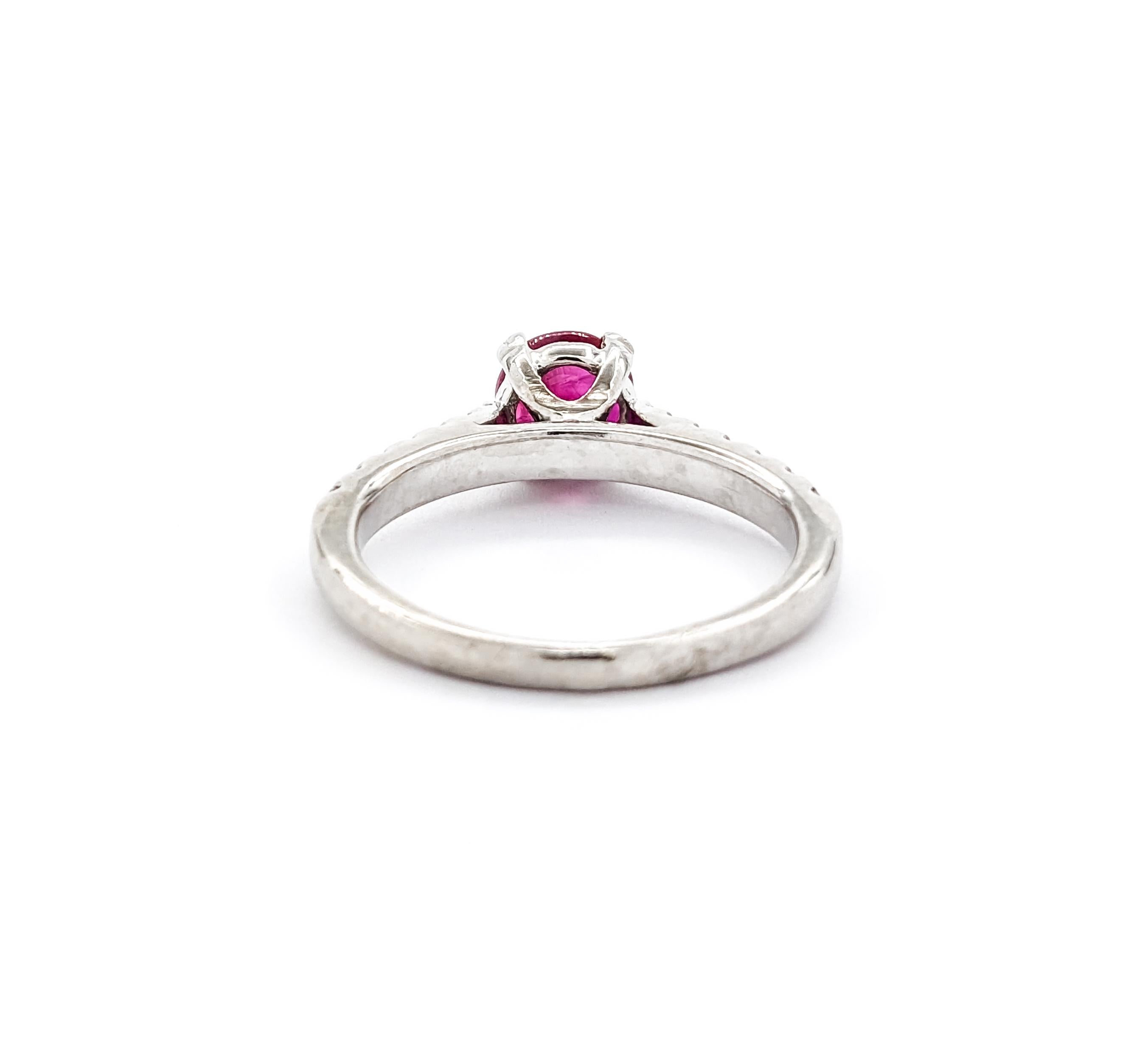 Natural Ruby and Diamond Ring in White Gold For Sale at 1stDibs
