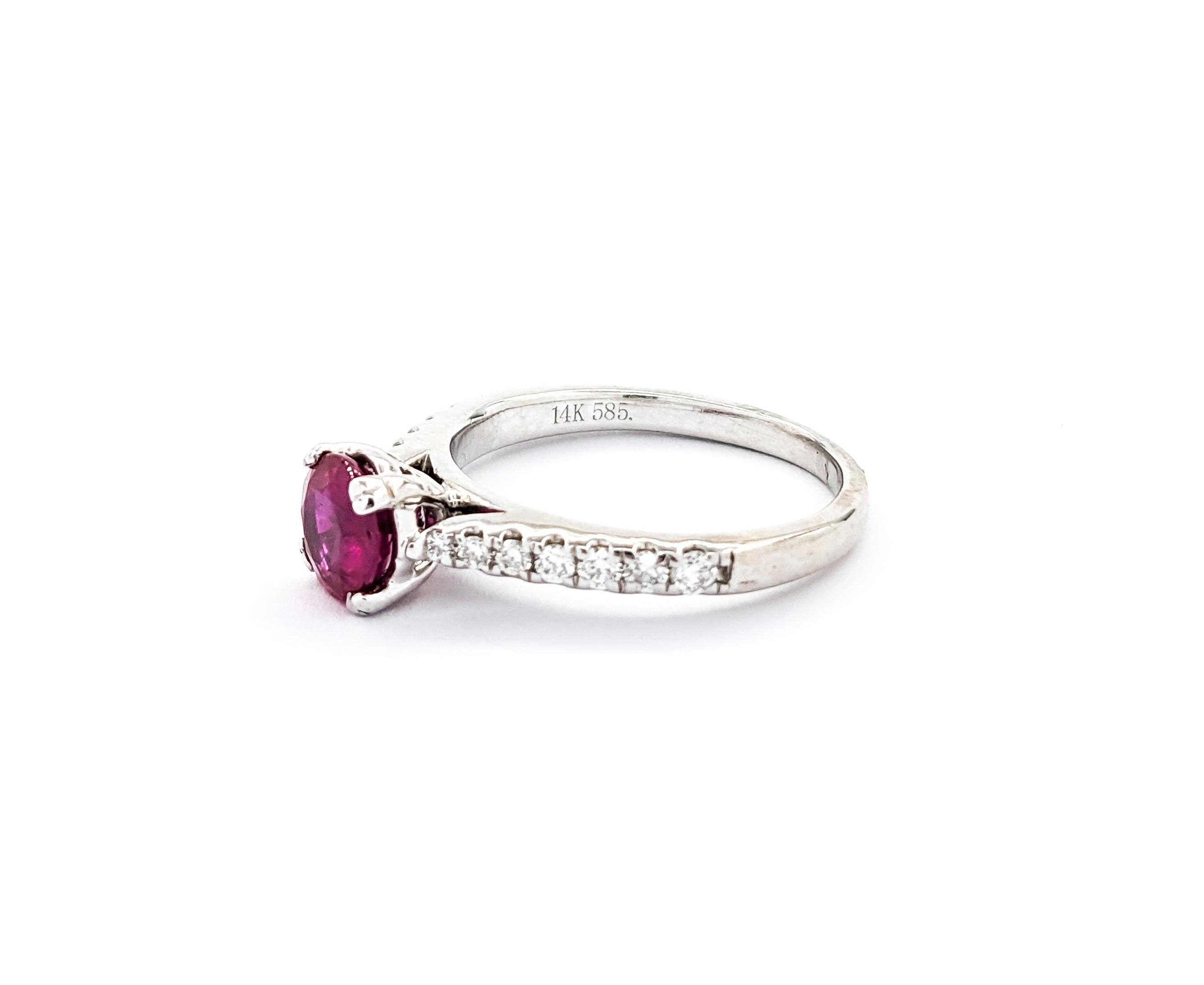 Natural Ruby and Diamond Ring in White Gold For Sale at 1stDibs