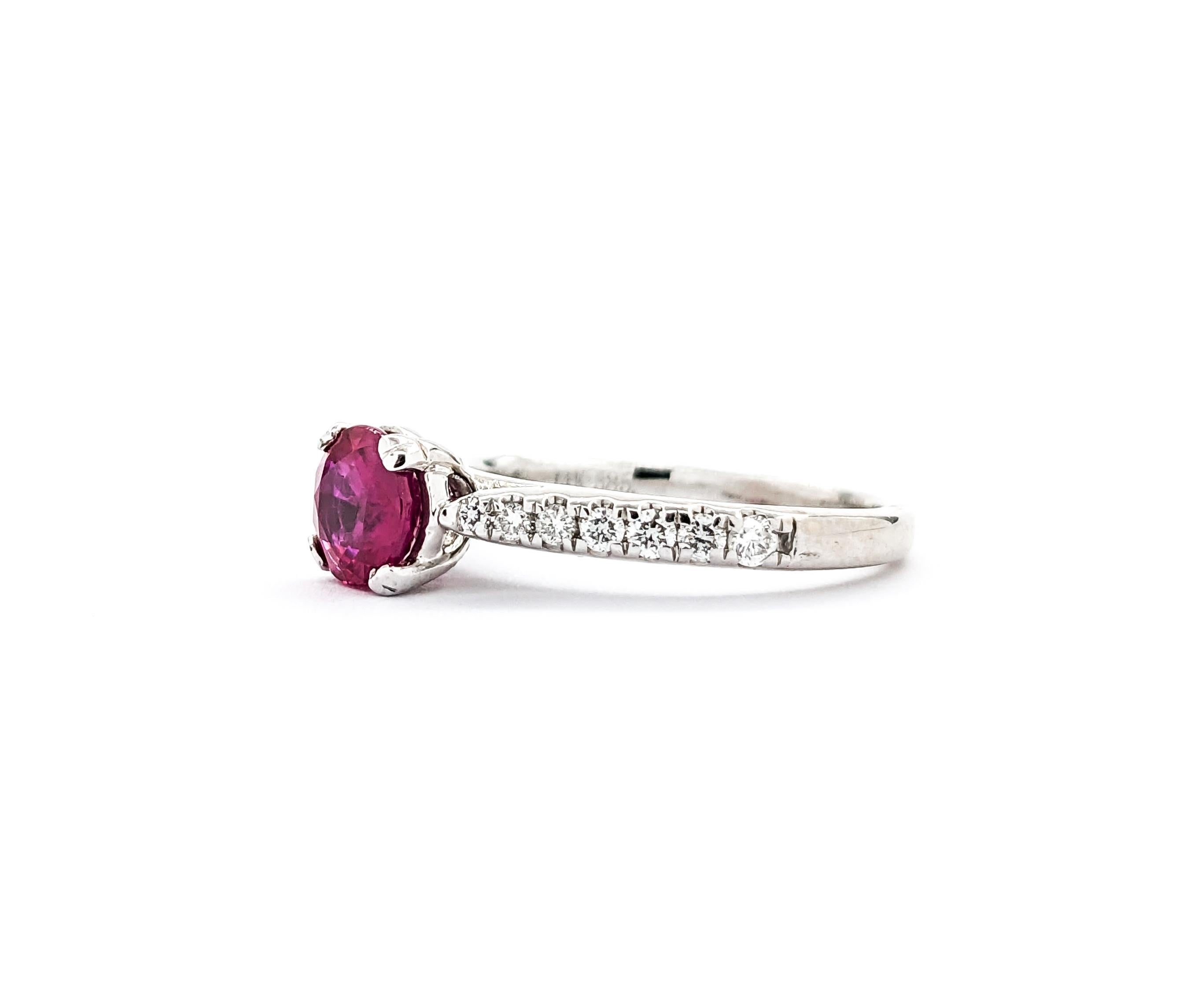Natural Ruby and Diamond Ring in White Gold For Sale at 1stDibs