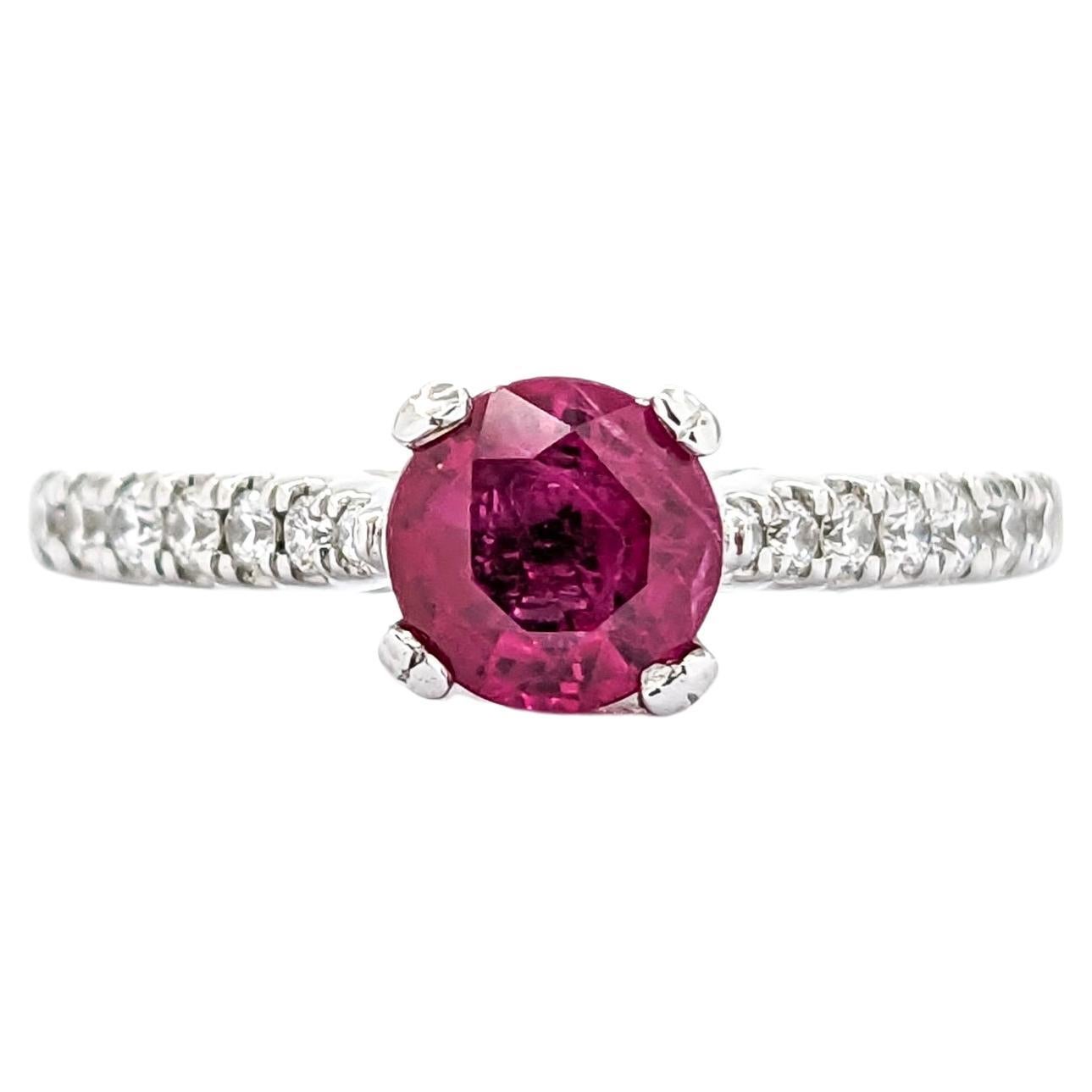 Natural Ruby and Diamond Ring in White Gold For Sale at 1stDibs