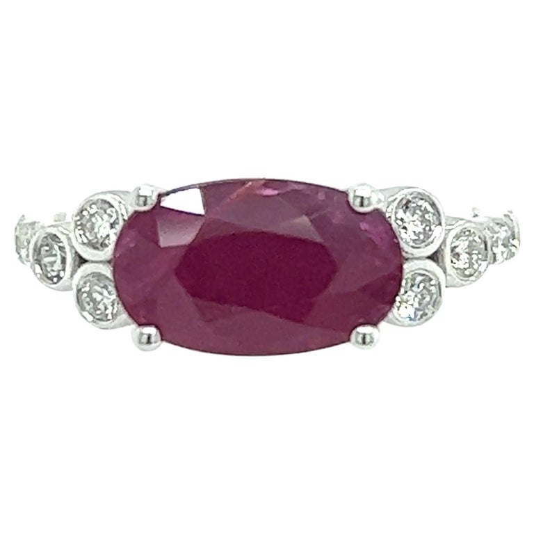 Natural Ruby Diamond Ring 14k W Gold 2.48 TCW Certified For Sale at 1stDibs