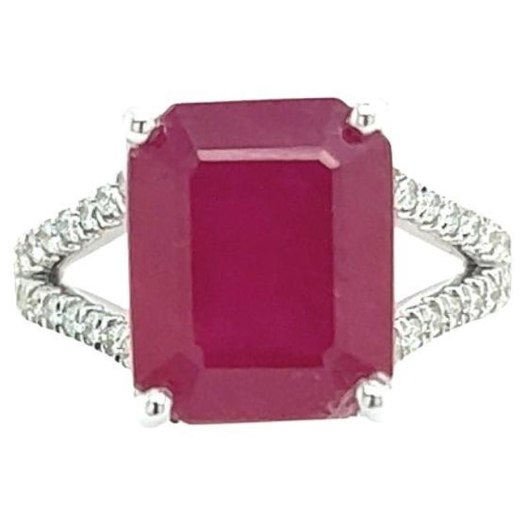Natural Ruby Diamond Ring 14k W Gold 8.36 TCW Certified For Sale at 1stDibs