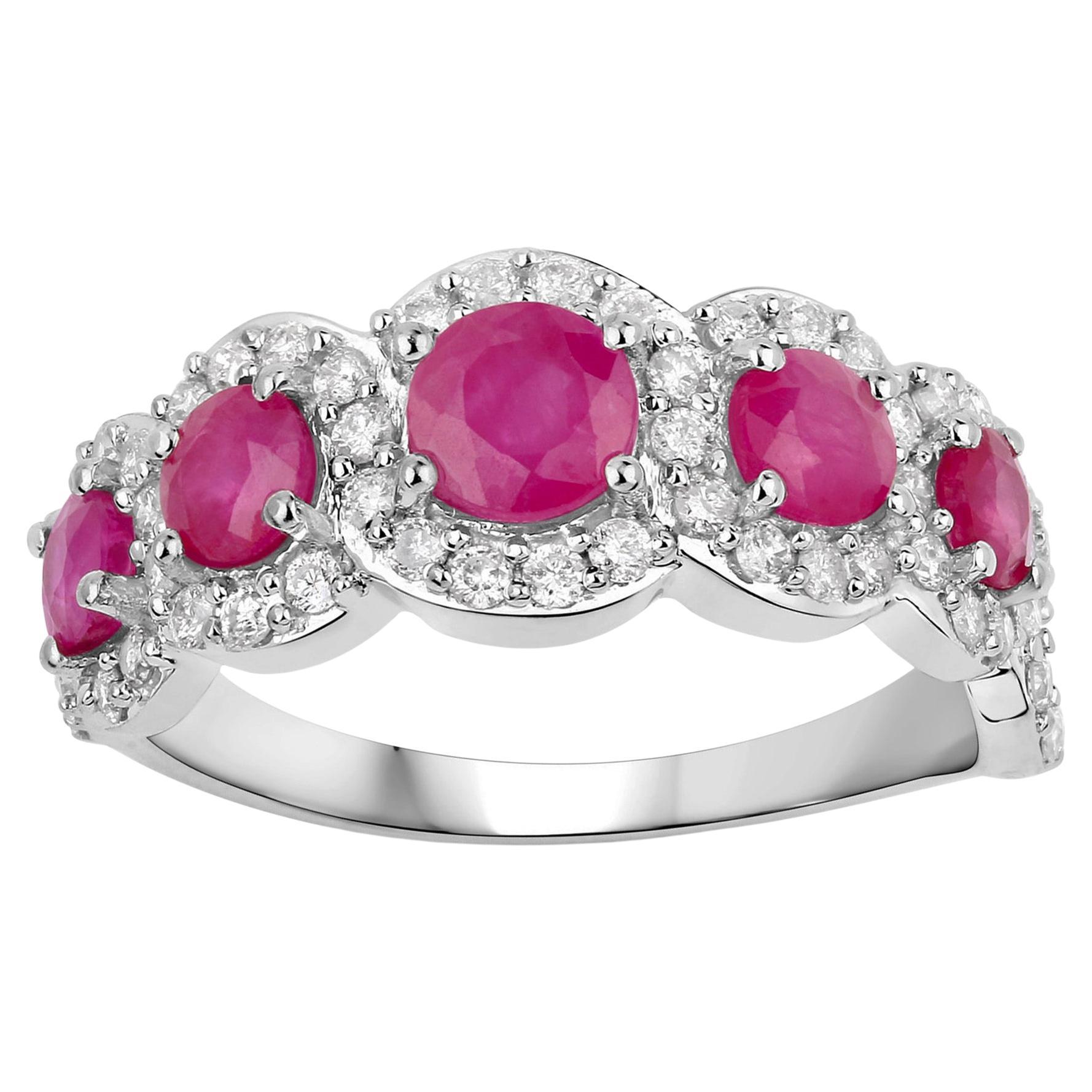 Natural Ruby Ring With Diamonds 2.01 Carats 14K White Gold For Sale at ...